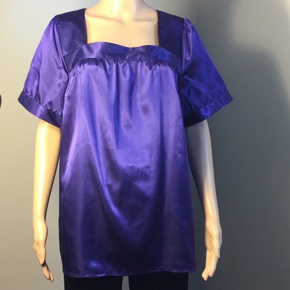Lane Bryant | Tops | Lane Bryant Silky Purple Shortsleeve Top | Poshmark